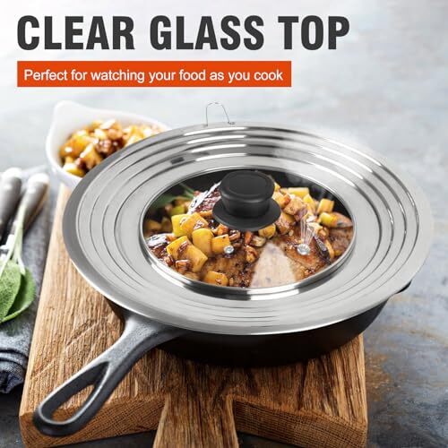 Universal Lid for Pots and Pans Skillets Stainless Steel Pan Cover with ...