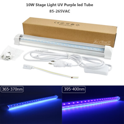 T8 UV LED Tube Blacklight 10W 48leds 365nm 395m 85-265v 32cm Purple Bar ...