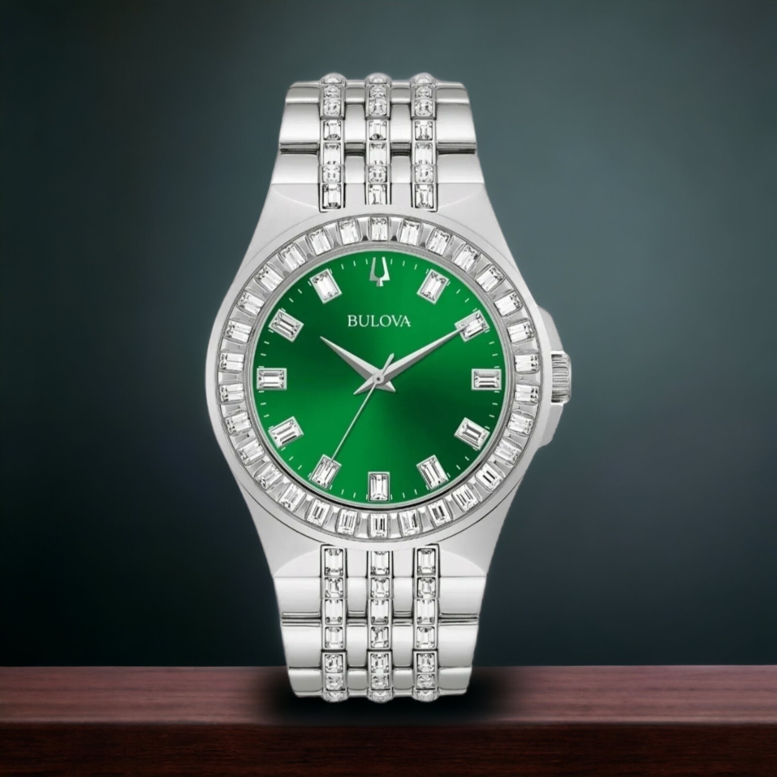 Bulova Crystal 42 mm Silver Stainless Steel Case with Silver Stainless ...