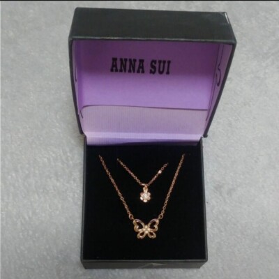 ANNA SUI Butterfly and Flower Motif Necklace Set of 2 | eBay