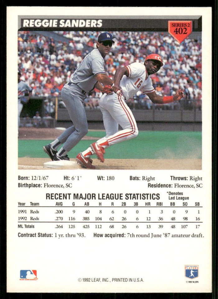 1993 Donruss #402 Reggie Sanders | eBay