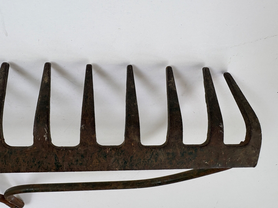 Yard Rake Head 16 Tine Farm Decor Cast Iron Metal 16" Length Garden ...