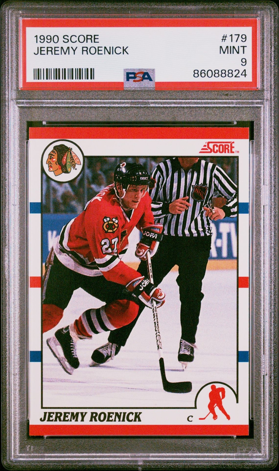PSA 9 JEREMY ROENICK 1990-91 Score #179 Chicago Blackhawks Rookie Card ...