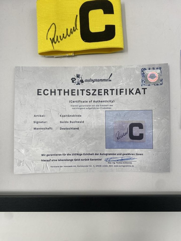 Captain's Armband Guido Buchwald Signed In Frame Germany Football ...