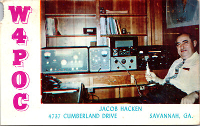 1960 W4POC Jacob Hacken Savannah Georgia Ham Amateur Radio QSL Card ...