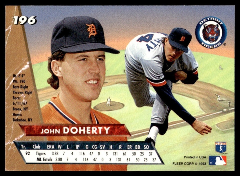1993 Ultra #196 John Doherty Detroit Tigers | eBay