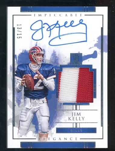 2020 Panini Impeccable Elegance Jim Kelly HOF 2-Color Patch AUTO 13/15 ...