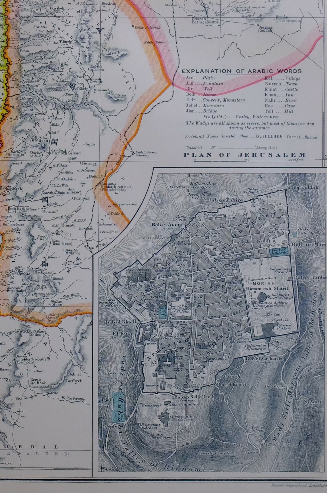 1919 MAP PALESTINE PLAN OF JERUSALEM MORIAH SAMARIA JUDAEA PERAEA | eBay UK