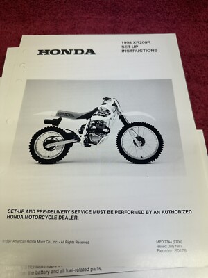 Honda 1998 98 XR200R Dealer Set up Instructions Manual Official OEM ...