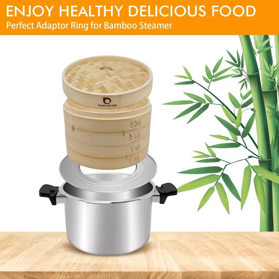Steamer Ring Stainless Steel Adapter for 8 to 11inch Bamboo Steamer ...