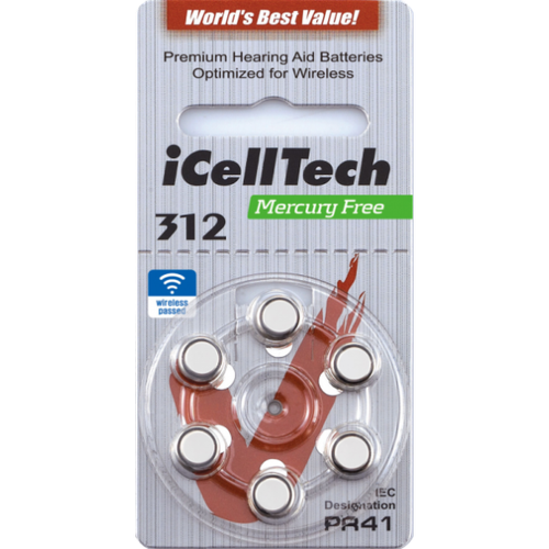 iCell Tech Size 312 Hearing Aid Batteries (54 cells) 3 year shelf life ...