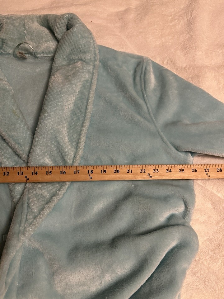 PINK Victoria’s Secret Long Robe Size XL Blue Fuzzy Bathrobe Cozy Soft ...