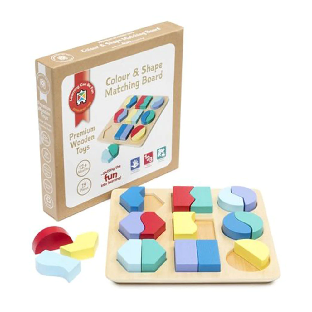 Learning Can Be Fun Colour and Shape Wooden Matching Board toy Ages 12 ...