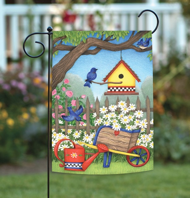 TOLAND GARDEN FLAG BIRDHOUSE DAISIES LOVELY SPRING SUMMER FLAG 12.5 for ...