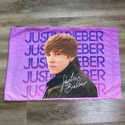 JUSTIN BIEBER Pillowcase Bravado Purple Face Photo Bedding Teen Girl ...