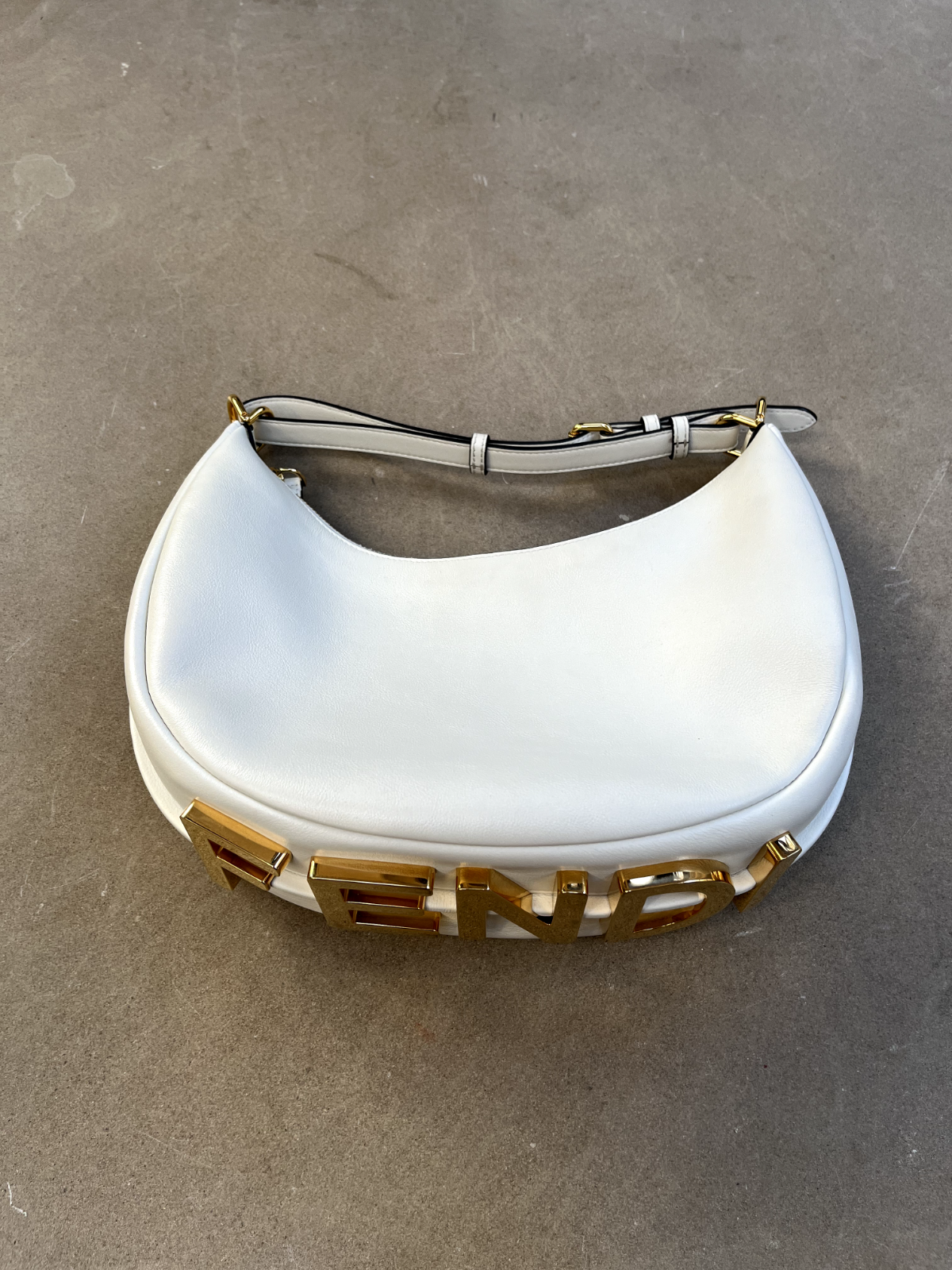 Fendi Fendigraphy White Shoulder Bag in Calf Leather Small Matte ...
