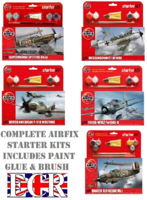 AIRFIX ICONIC AIRCRAFT 1/72 STARTER KIT SET AEROPLANE GLUE BRUSH 4 ...