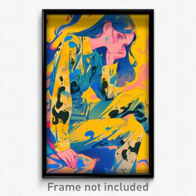 Art Poster - Girl Feeling Puzzled Wearing Simplistic Jumpsuit (Print ...