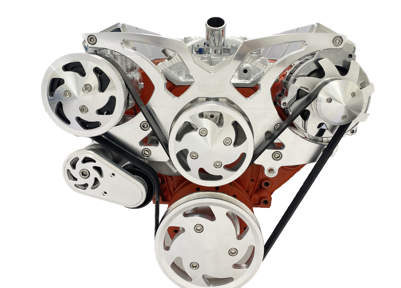 Small Block Chevy Serpentine Pulley Conversion Kit ALT A/C SBC 350 ...