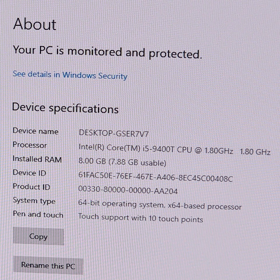 LENOVO IDEACENTRE A540-27ICB i5-9400T @ 1.80GHz 8GB RAM 256GB SSD WIN ...