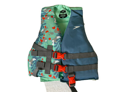 NWT - Speedo Kids Type III PFD Flotation Life Jacket - Gray And Aqua ...
