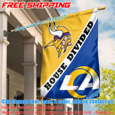 Minnesota Vikings vs Los Angeles Rams House Divided Flag 28X40" Banner ...