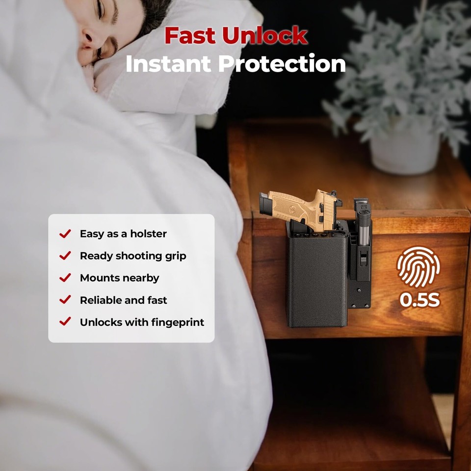 ONNAIS Biometric Pistol Gun Safe – Fast Access Handgun Safe with ...