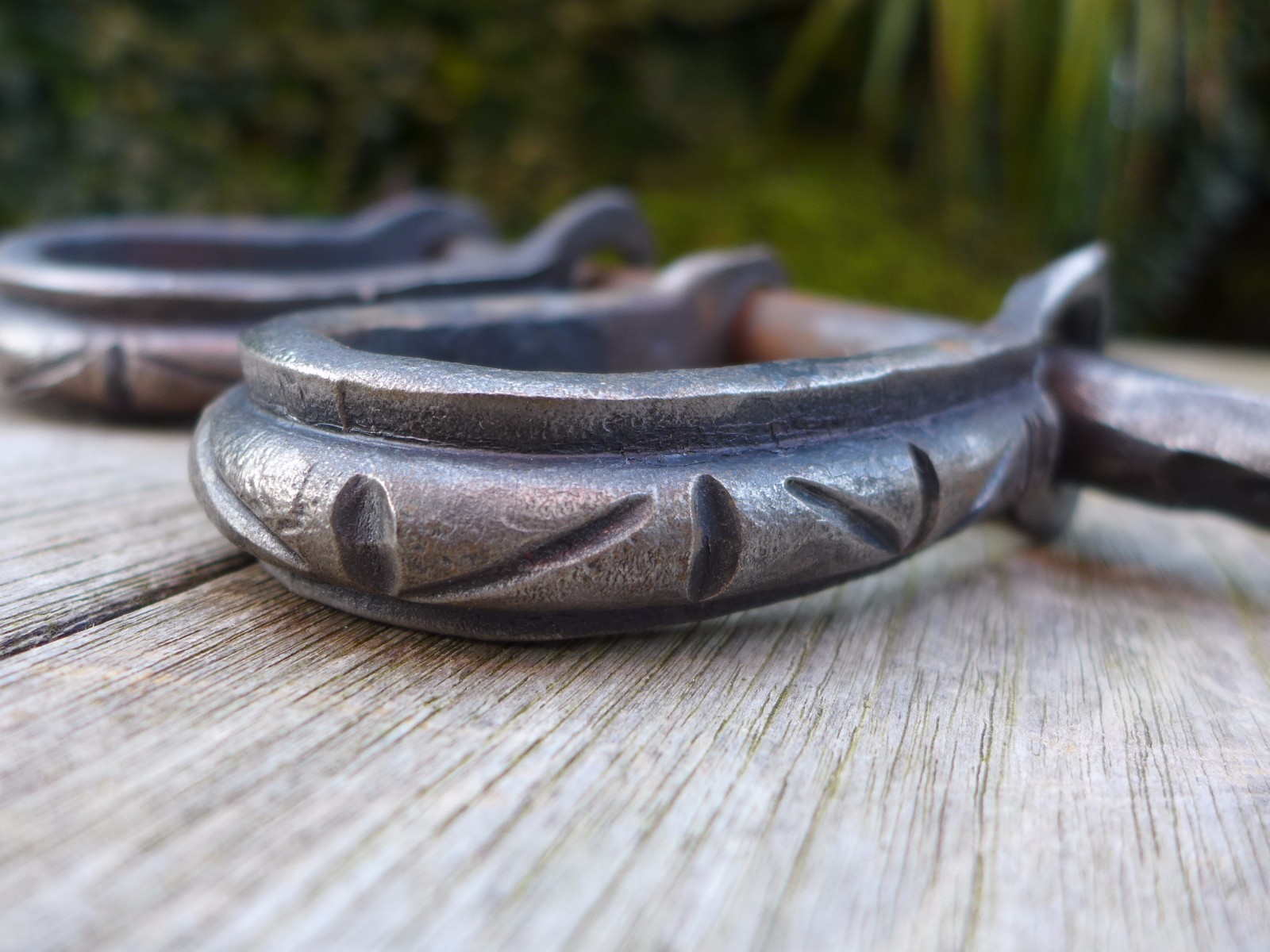 Iron steel shackles with space for padlock handmade by blacksmiths ...