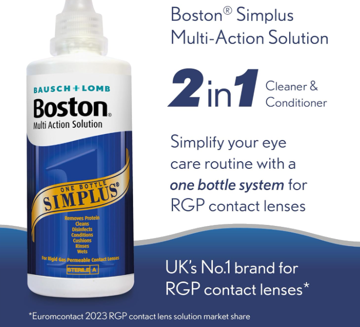 Boston Simplus Multi Action Contact Lens Solution | 120 ml X 4 | Free ...