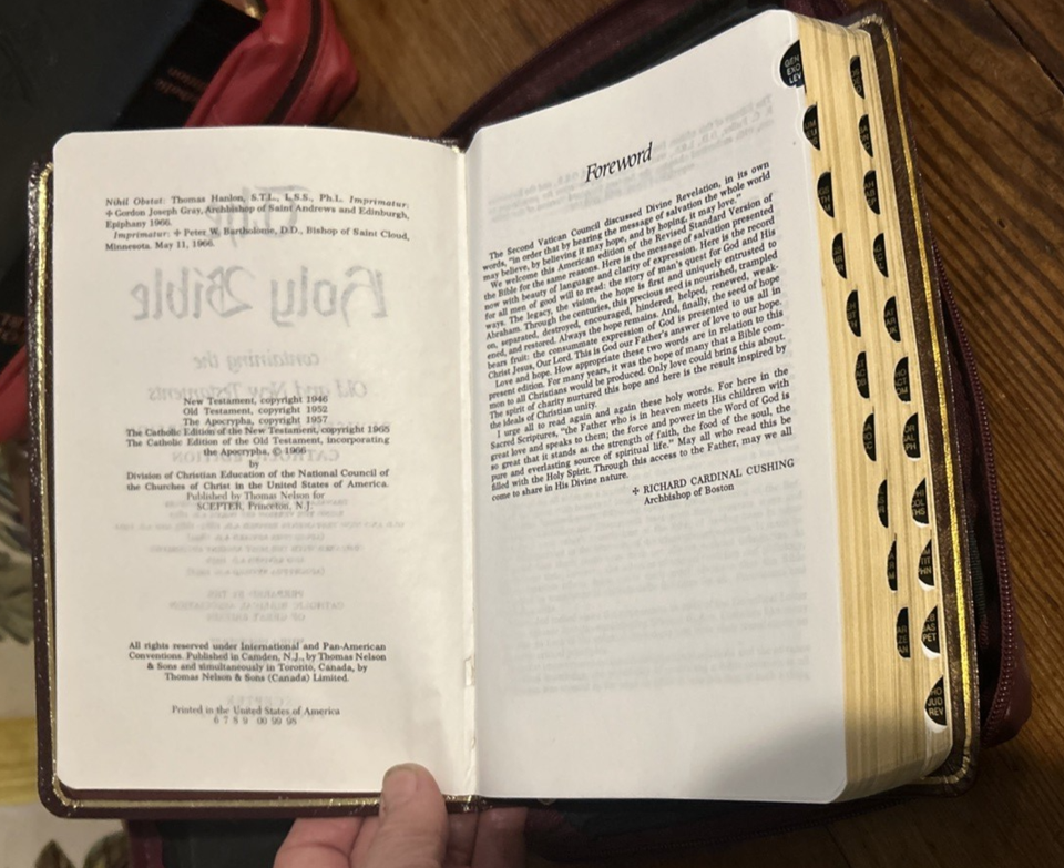 Holy Bible Revised Standard Version Brown Catholic Edition 1966 Scepter ...