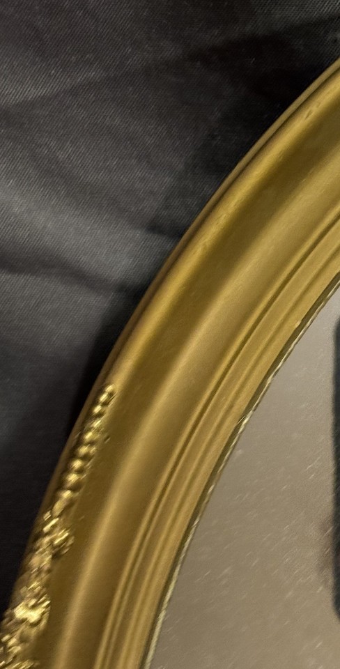PAIR Antique Gold Floral Gesso Embellished Oval Wooden Frame w/ Mirrors ...