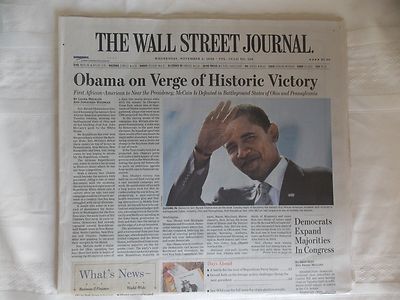 BARACK OBAMA - THE WALL STREET JOURNAL 2008 - Complete Newspaper and ...