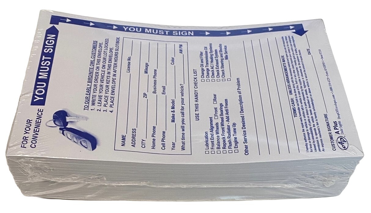 Drop Off Envelopes For Repair Shops• #7210 / AP-EBNO-1 • Qty.100 •(W16 ...