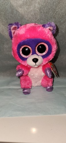 Ty Beanie Boos Roxie Raccoon Plush Stuffed Animal Pink Glitter Purple ...