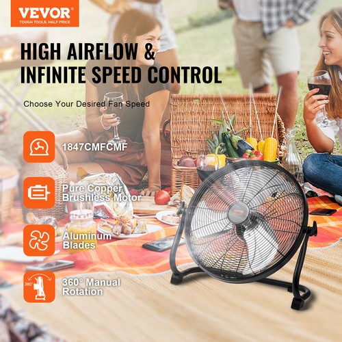 VEVOR 16-inch Cordless Fan Heavy Duty Metal Fans Variable Speed 360 ...