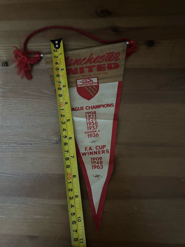 1963 FA CUP WINNERS VINTAGE MANCHESTER UNITED MAN UTD FOOTBALL PENNANT ...