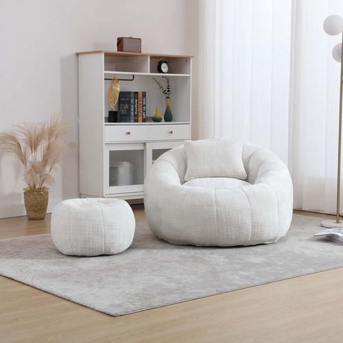 Accent Chair w/ Ottoman Set Modern Nap Lazy Bubble Sofa Lounge Chair ...