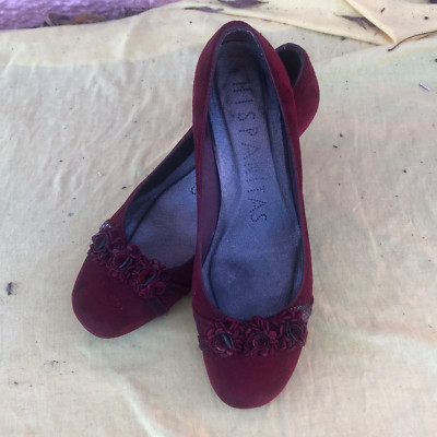 HISPANITAS BURGUNDY/RED GENUINE SUEDE & LEATHER LINED SHOES -SZ 39/8 ...