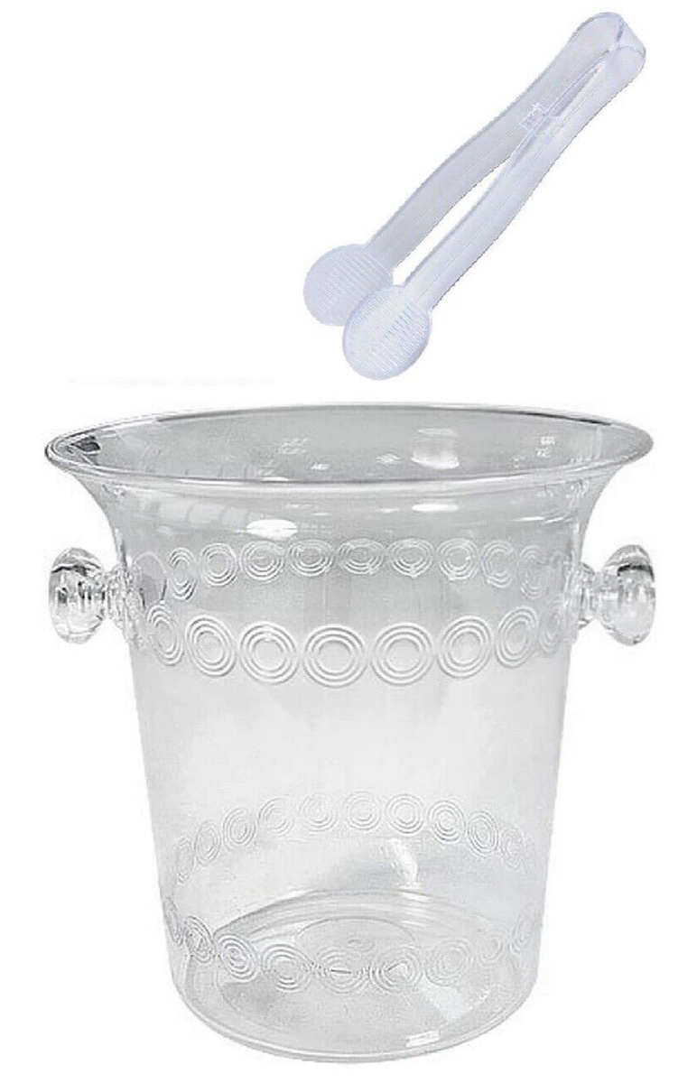Clear Plastic Ice Bucket Plastic 2 Bottle Wine & Champagne Cooler