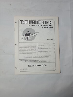 Vintage Dealer McCulloch Illustrated Parts List 1970 Mac 2-10 Automatic ...