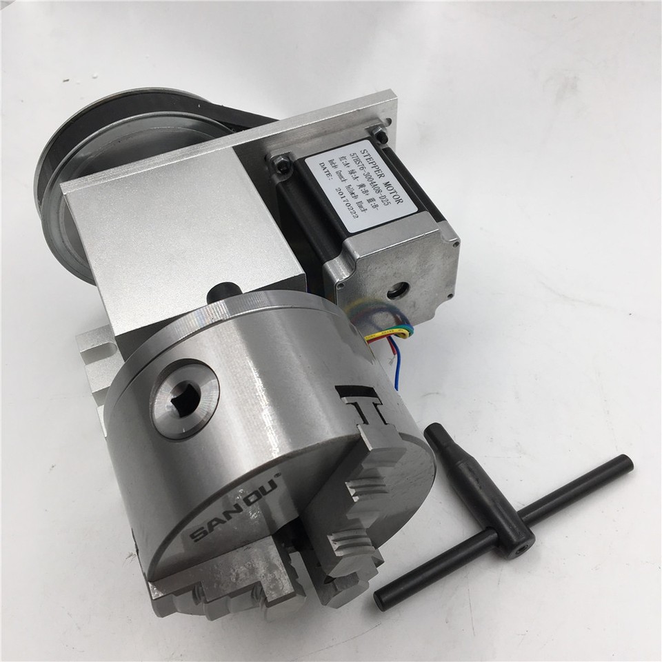 Rotational Axis 4th A Axis Hollow Shaft Rotary Axis 3Jaw 100mm Chuck ...