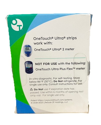100 One Touch Ultra Test Strips~Exp 8/31/25~$42.99~Box Scuffs~FREE SHIP ...