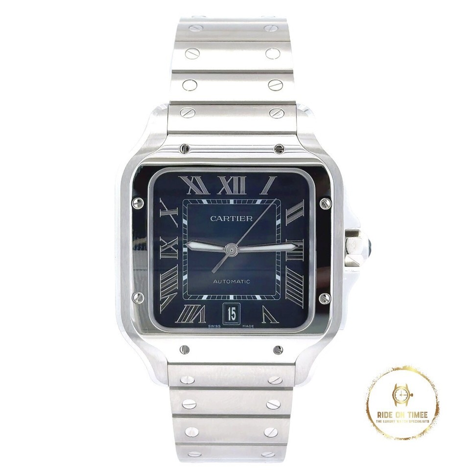Cartier Santos Blue Dial Large Size | Full Set | eBay