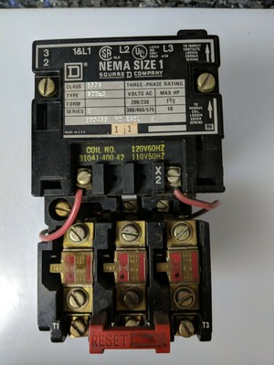Square D Motor Starter Overload Chart