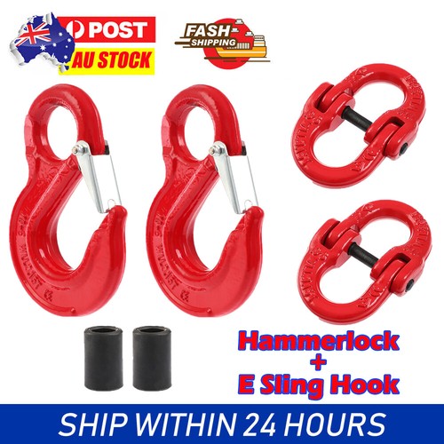 Qty2 (Hammerlock + E Sling Hook) Safety Chain Caravan Trailer ...