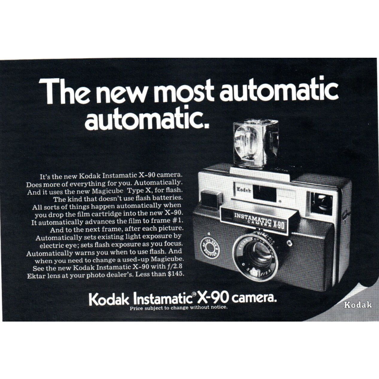 1970 Kodak Instamatic X-90 Camera Vintage Print Ad Film Photography ...