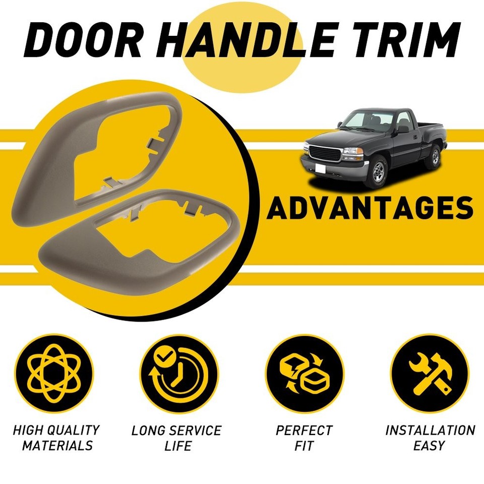 Brown Inside Interior Door Handle Trim Bezels Pair Set NEW for Chevy ...