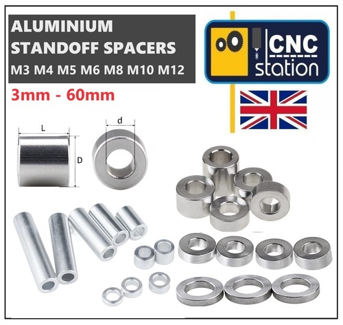 Aluminium Standoff Spacers M3 M4 M5 M6 M8 M10 M12 Round Spacer bushing ...
