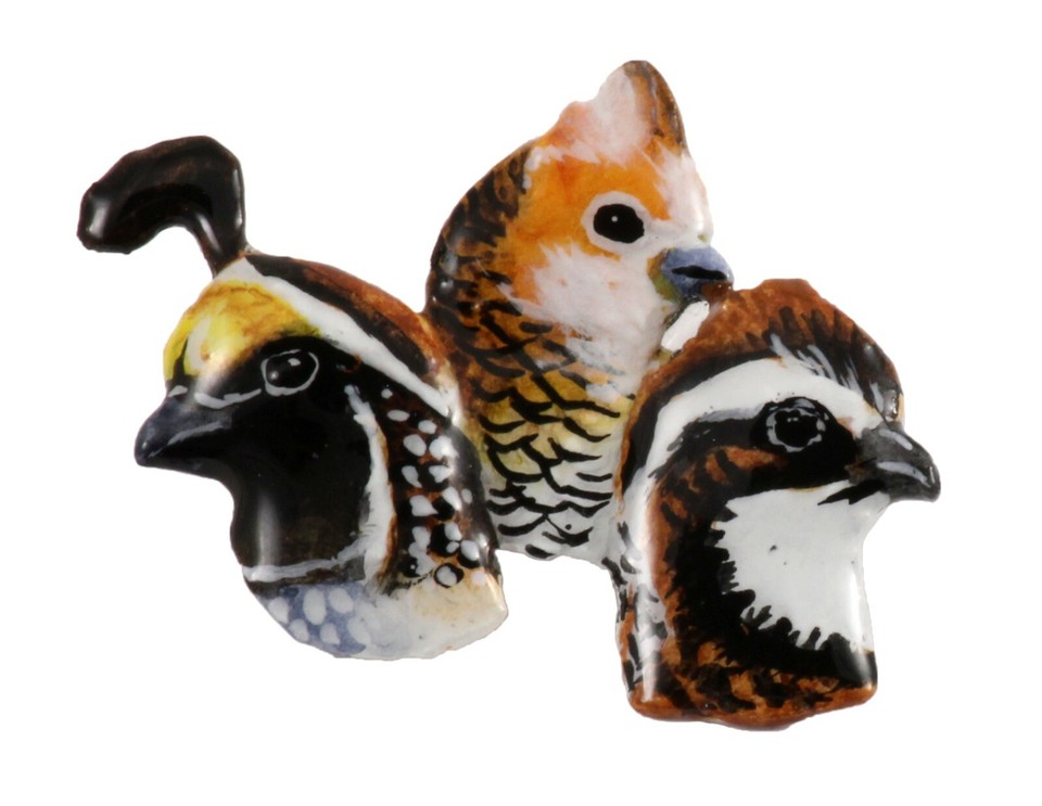 Bobwhite Quail/ California Quail Pin Pewter Bird Pin Brooch or Fridge ...