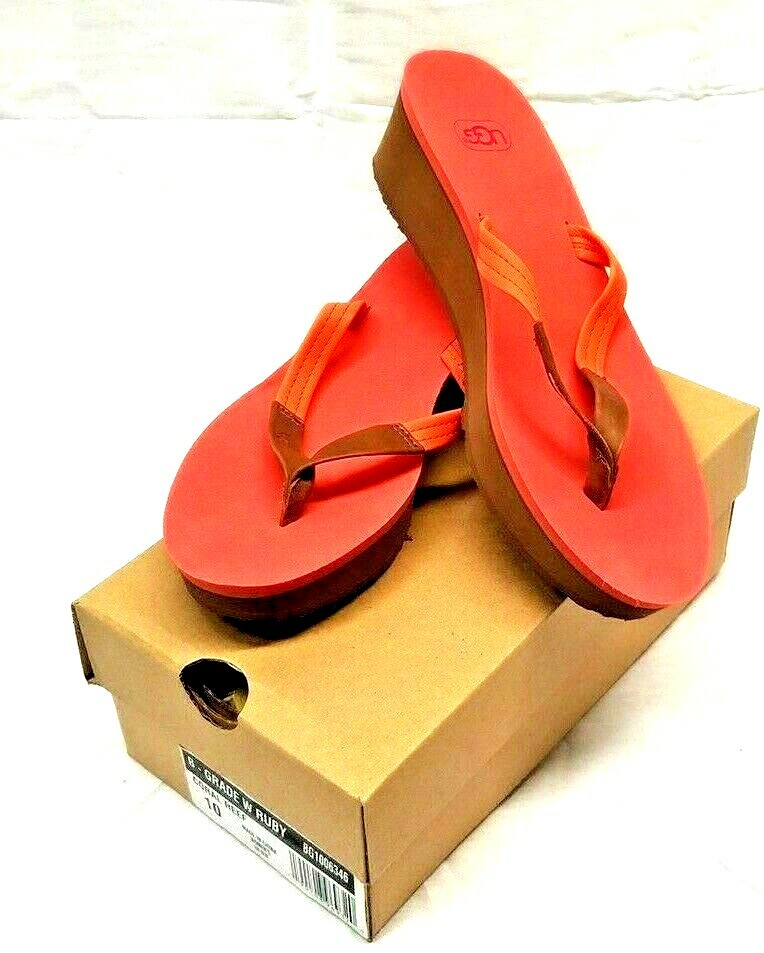 UGG RUBY SANDALS Womens 10 Coral Reef Leather B Grade New in Box | eBay
